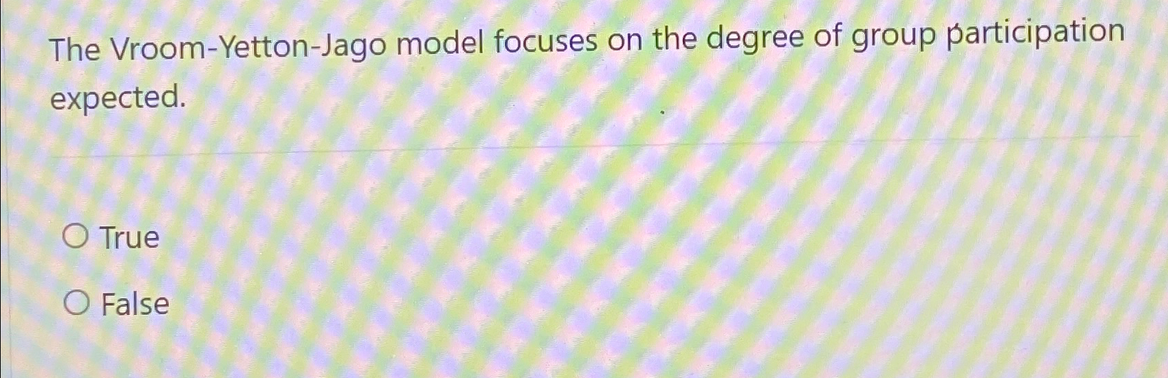 Solved The Vroom-Yetton-Jago model focuses on the degree of | Chegg.com