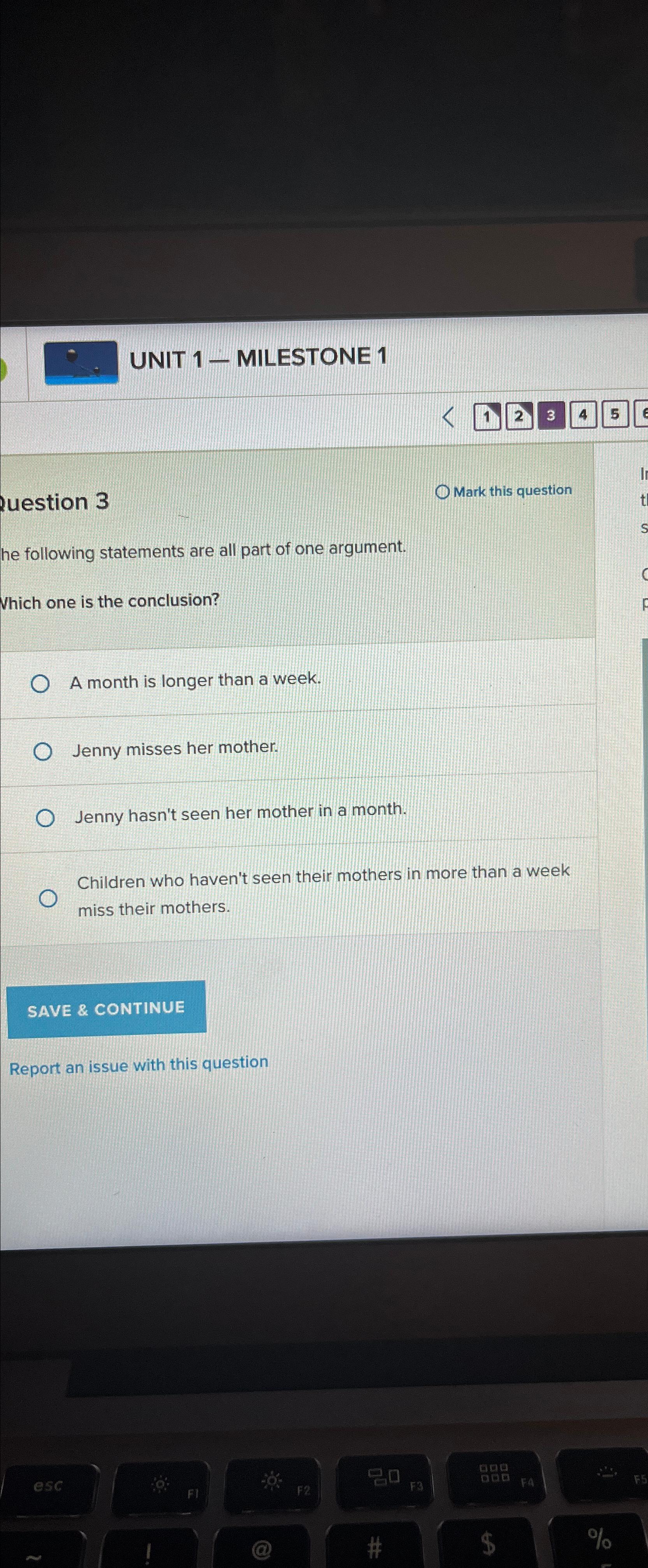 Solved UNIT 1 - ﻿MILESTONE 1Question 3Mark this questionhe | Chegg.com