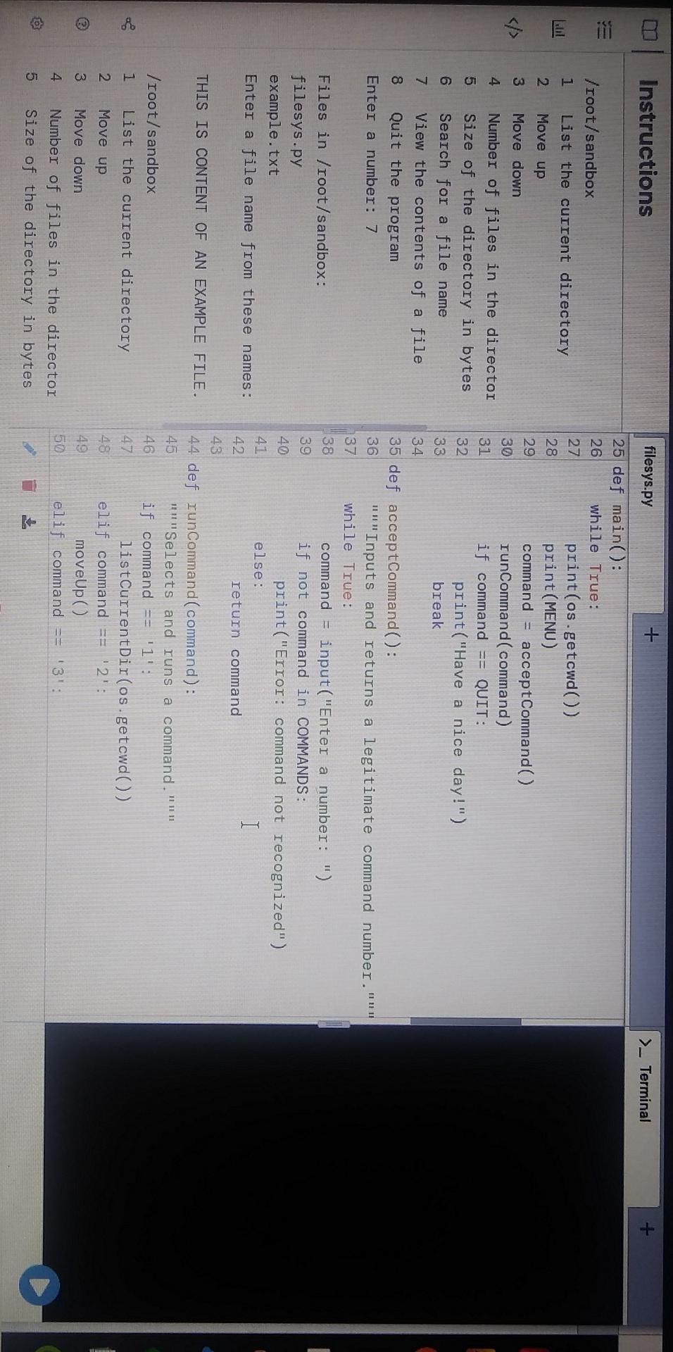 Solved def moveup(): ""u"Moves up to the parent directory." | Chegg.com