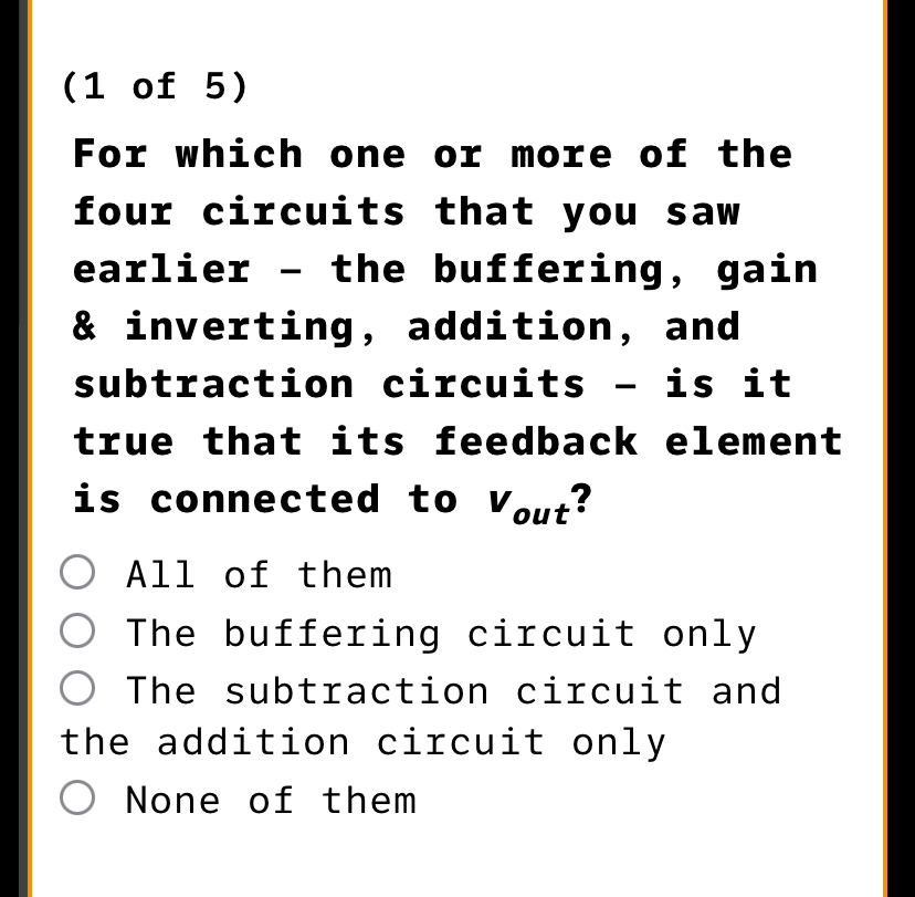 Solved 1 ﻿of 5 For Which One Or More Of The Four Circuits