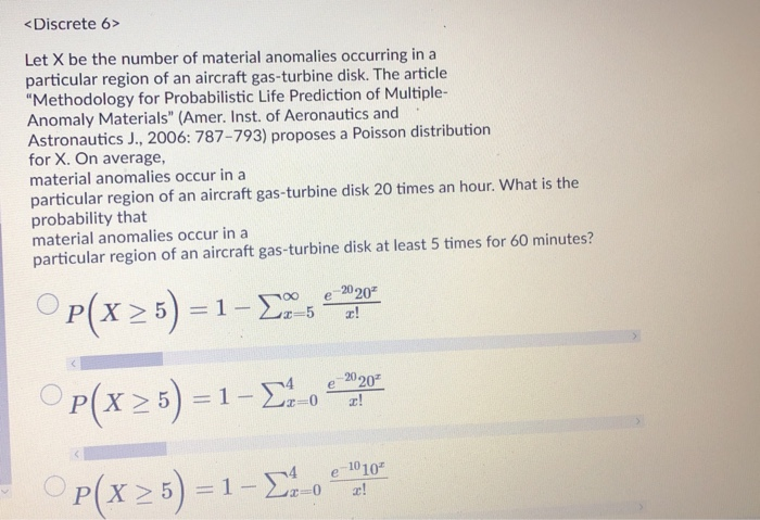 Solved Let X be the number of material anomalies occurring | Chegg.com