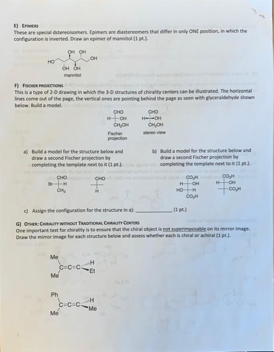 Solved E) EPIMERS These are special dstereoisomers. Epimers | Chegg.com