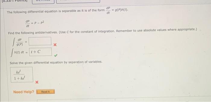 [solved] The Following Differential Equation Is Separable