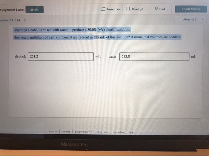 Solved Assignment Score: 39.8% Resources Ex Give Up? Hint | Chegg.com