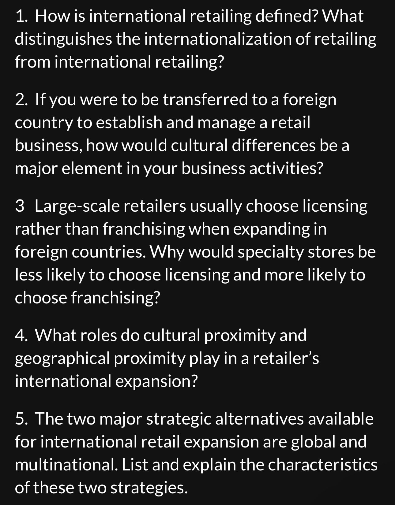 Solved How is international retailing defined? What | Chegg.com