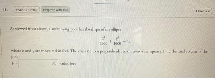 Solved As viewed from above, a swimming pool has the shape | Chegg.com