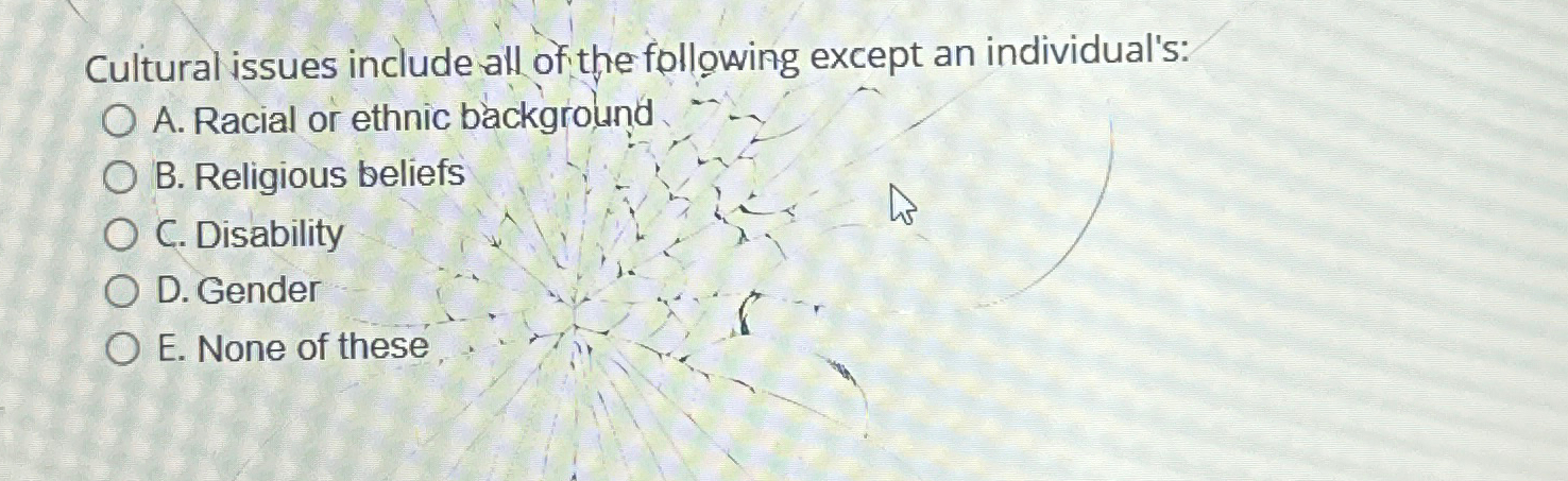 Solved Cultural issues include all of the following except | Chegg.com