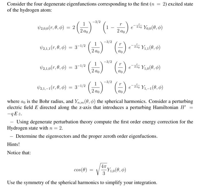 Solved Consider the four degenerate eigenfunctions | Chegg.com