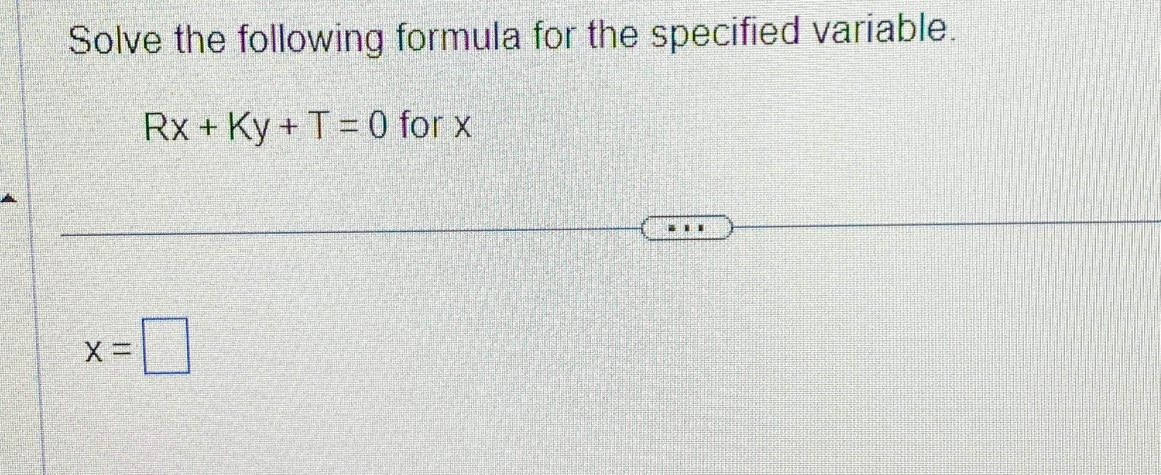 Solved Solve the following formula for the specified | Chegg.com