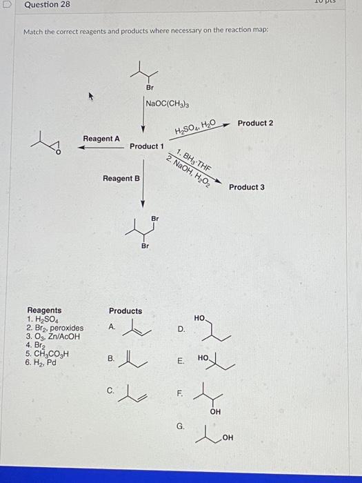 Solved Match the correct reagents and products where | Chegg.com