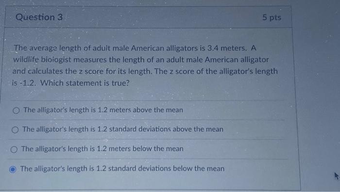 Solved The average length of aduit male American alligators | Chegg.com
