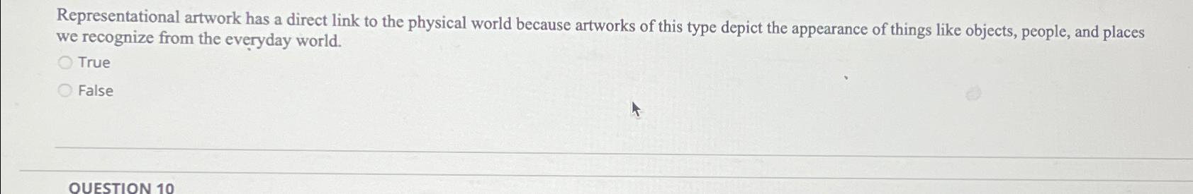 Solved Representational artwork has a direct link to the | Chegg.com