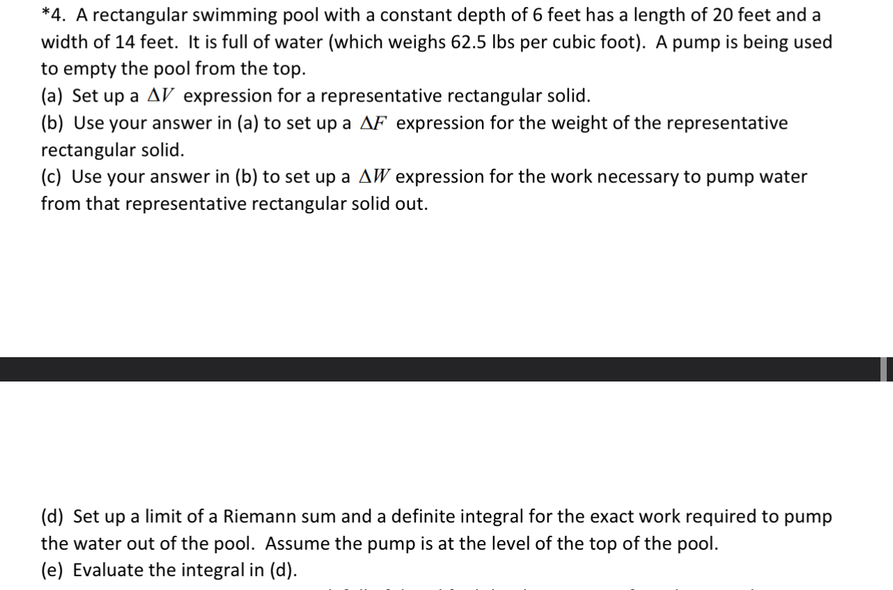 Solved *4. ﻿A rectangular swimming pool with a constant | Chegg.com