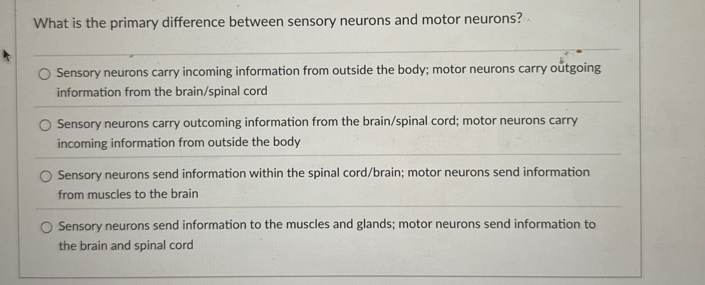 Solved What is the primary difference between sensory | Chegg.com