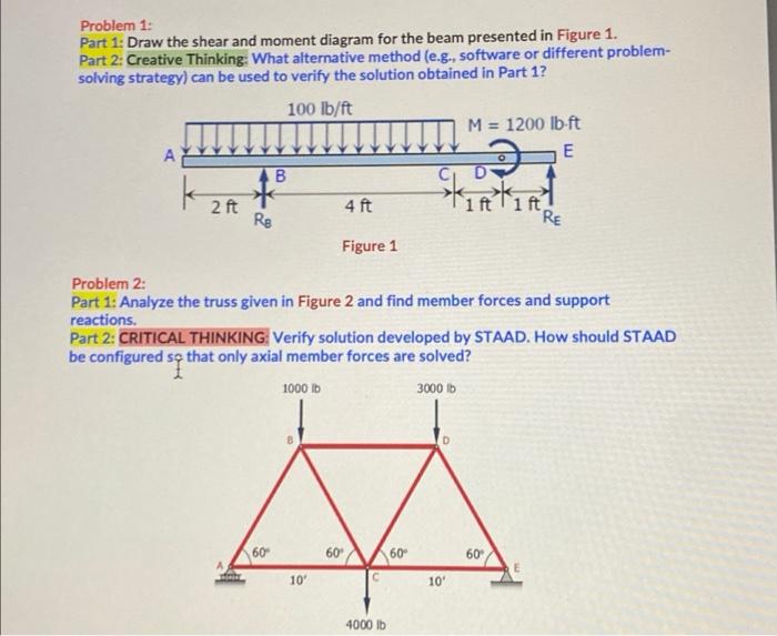 Solved Problem 1: Part 1: Draw the shear and moment diagram | Chegg.com