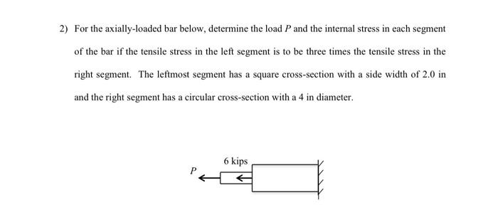 Solved 2) For the axially-loaded bar below, determine the | Chegg.com