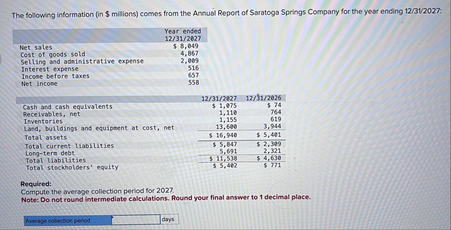 Solved The following information (in $ millions) ﻿comes from | Chegg.com