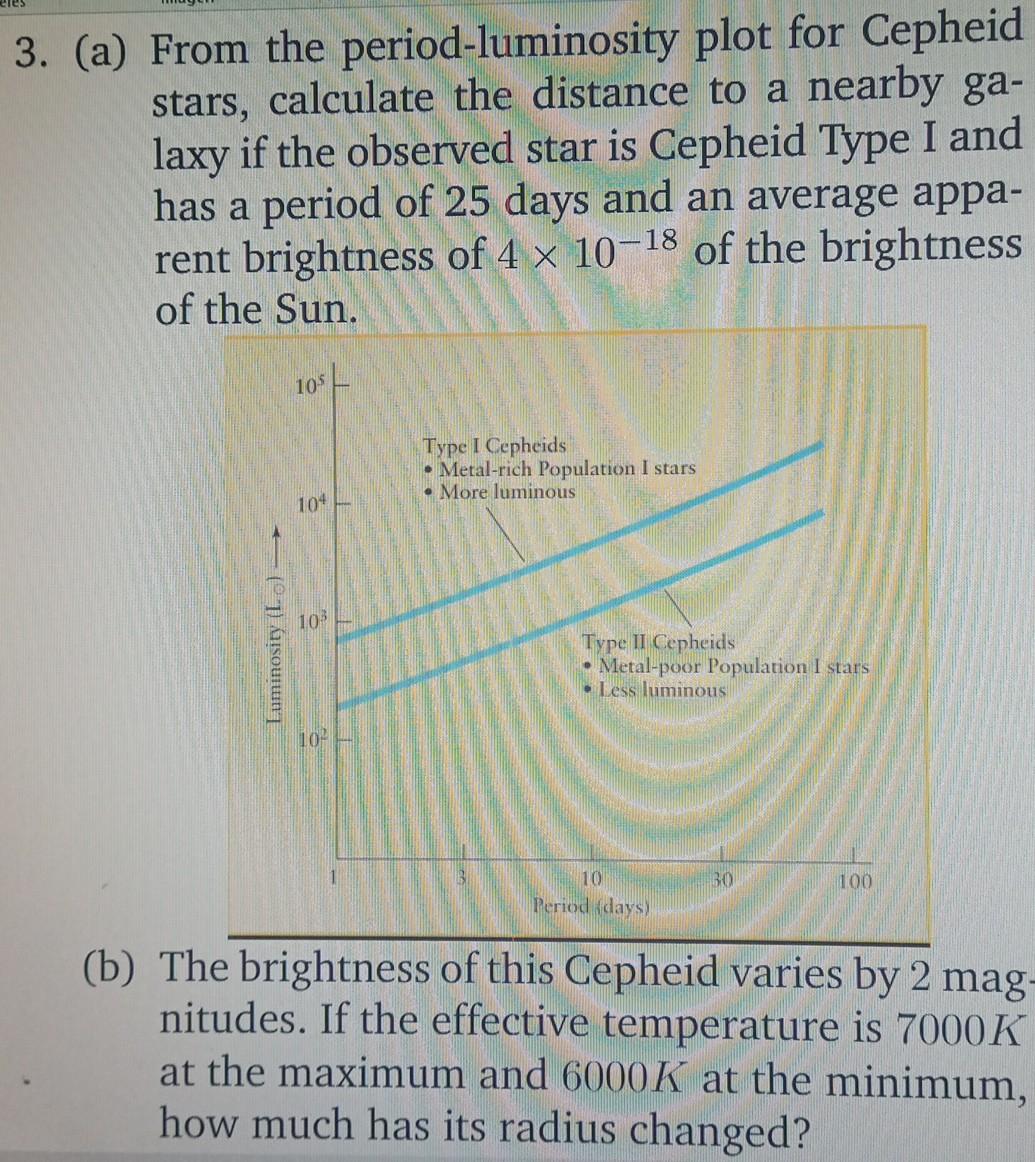 Solved period-luminosity plot for Cepheid 3. (a) From the | Chegg.com