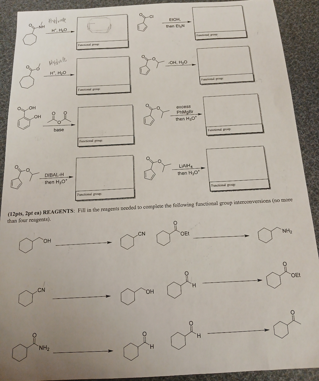 Solved Functional group:Cls) ﻿excess PhMgBr then H_(3)O^(+) | Chegg.com