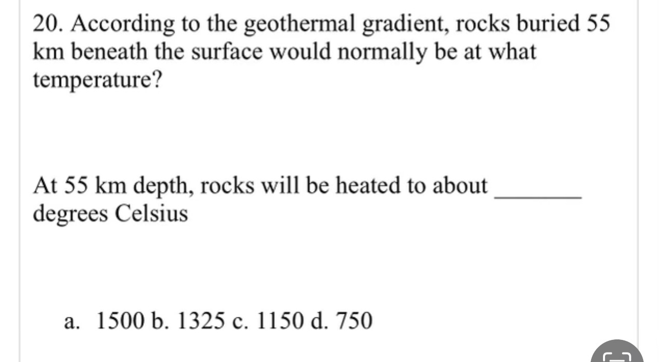 Solved According to the geothermal gradient, rocks buried 55 | Chegg.com