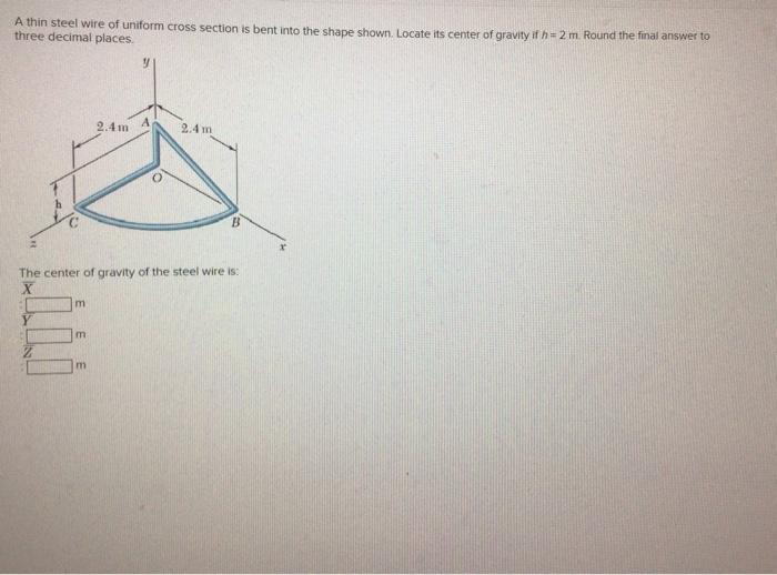 Solved A thin steel wire of uniform cross section is bent | Chegg.com