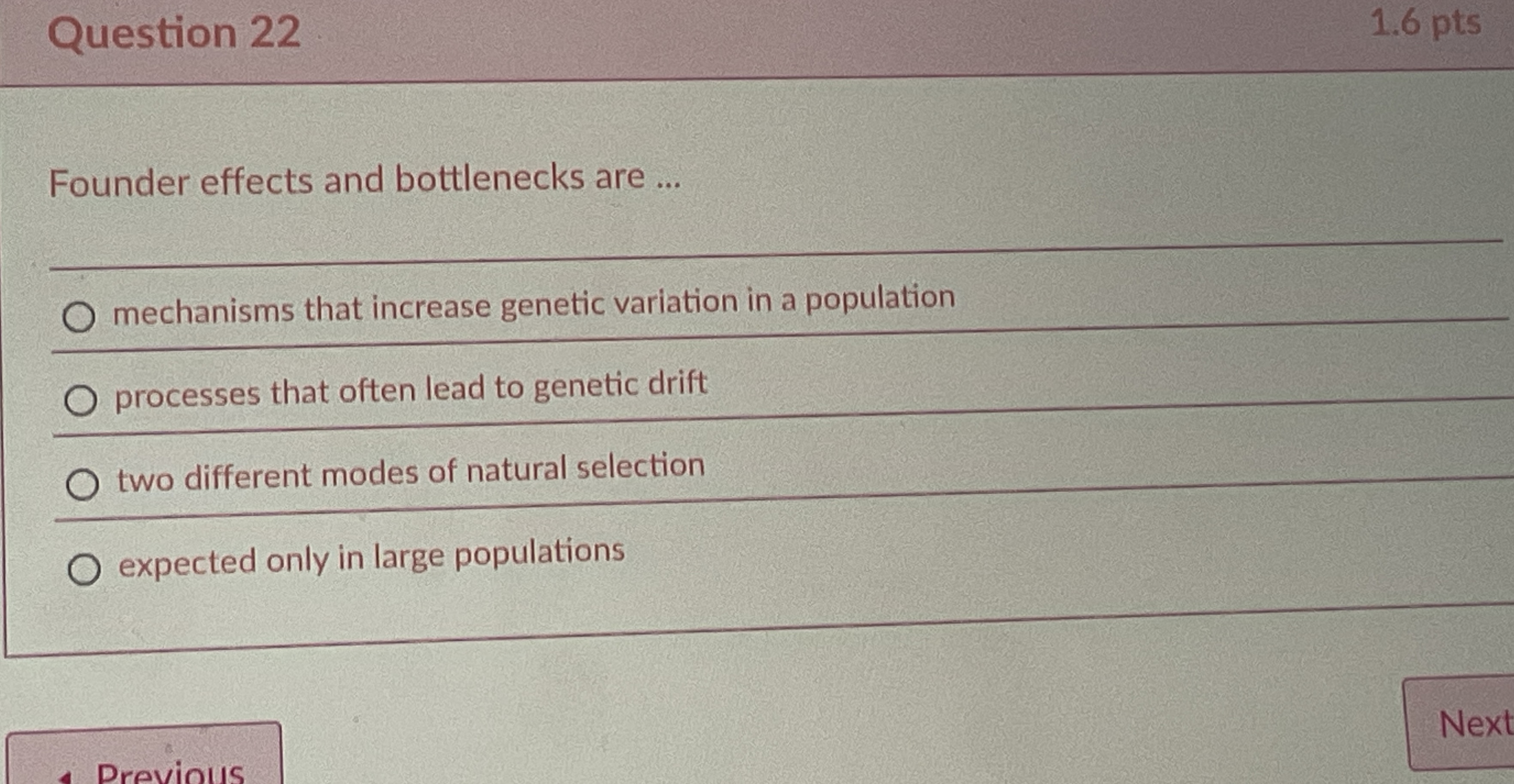Solved Question 22Founder effects and bottlenecks are | Chegg.com