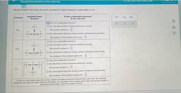 Solved Recognizing exceptions to the octet rule Decide | Chegg.com