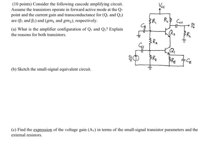 Solved Vec (10 points) Consider the following cascode | Chegg.com