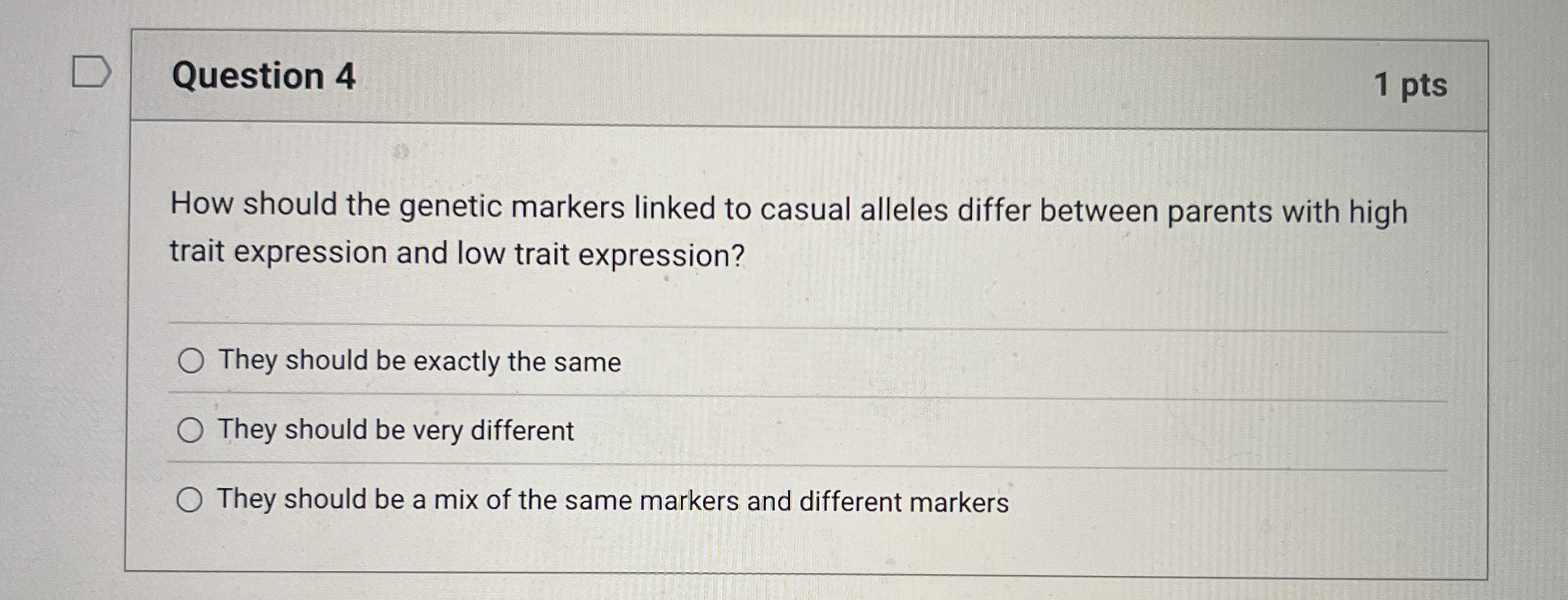 Solved Question 41 ﻿ptsHow should the genetic markers linked | Chegg.com