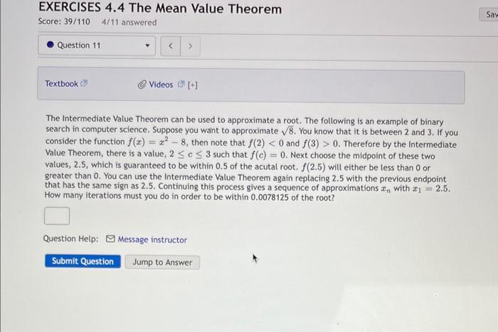 Solved EXERCISES 4.4 The Mean Value Theorem Score: | Chegg.com