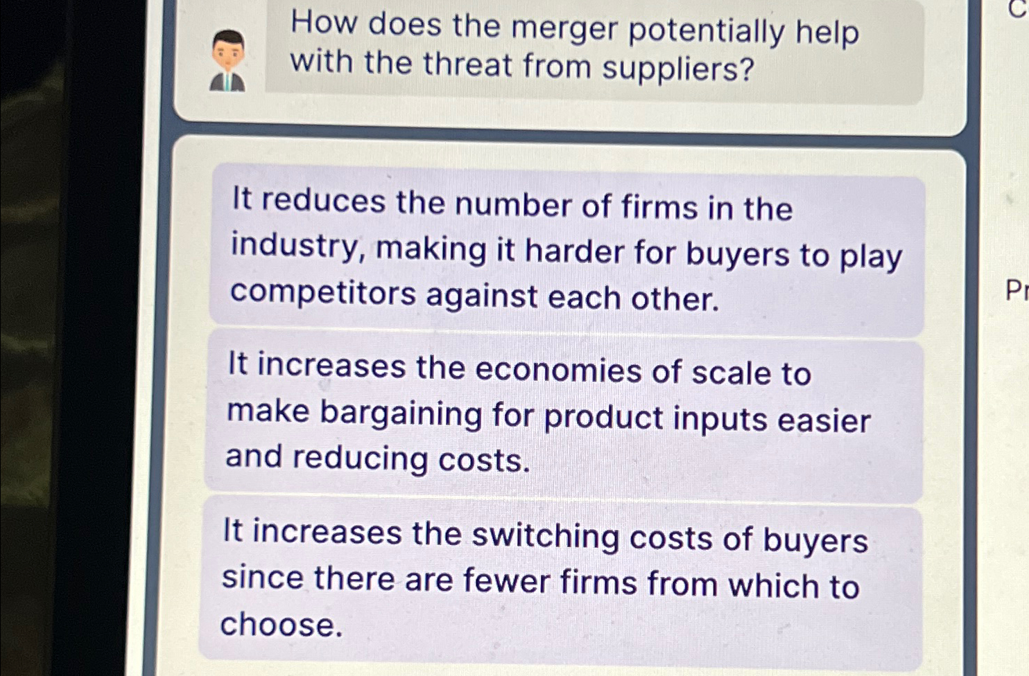 Solved How does the merger potentially help with the threat | Chegg.com