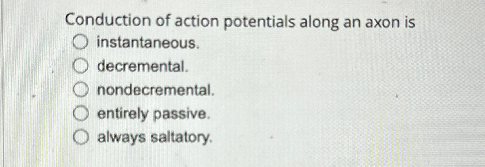 Solved Conduction of action potentials along an axon is | Chegg.com