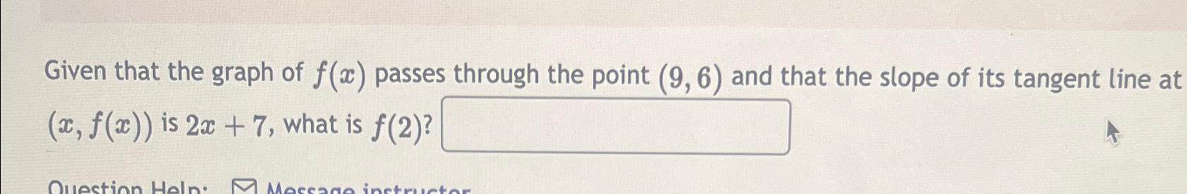 Solved Given that the graph of f(x) ﻿passes through the | Chegg.com