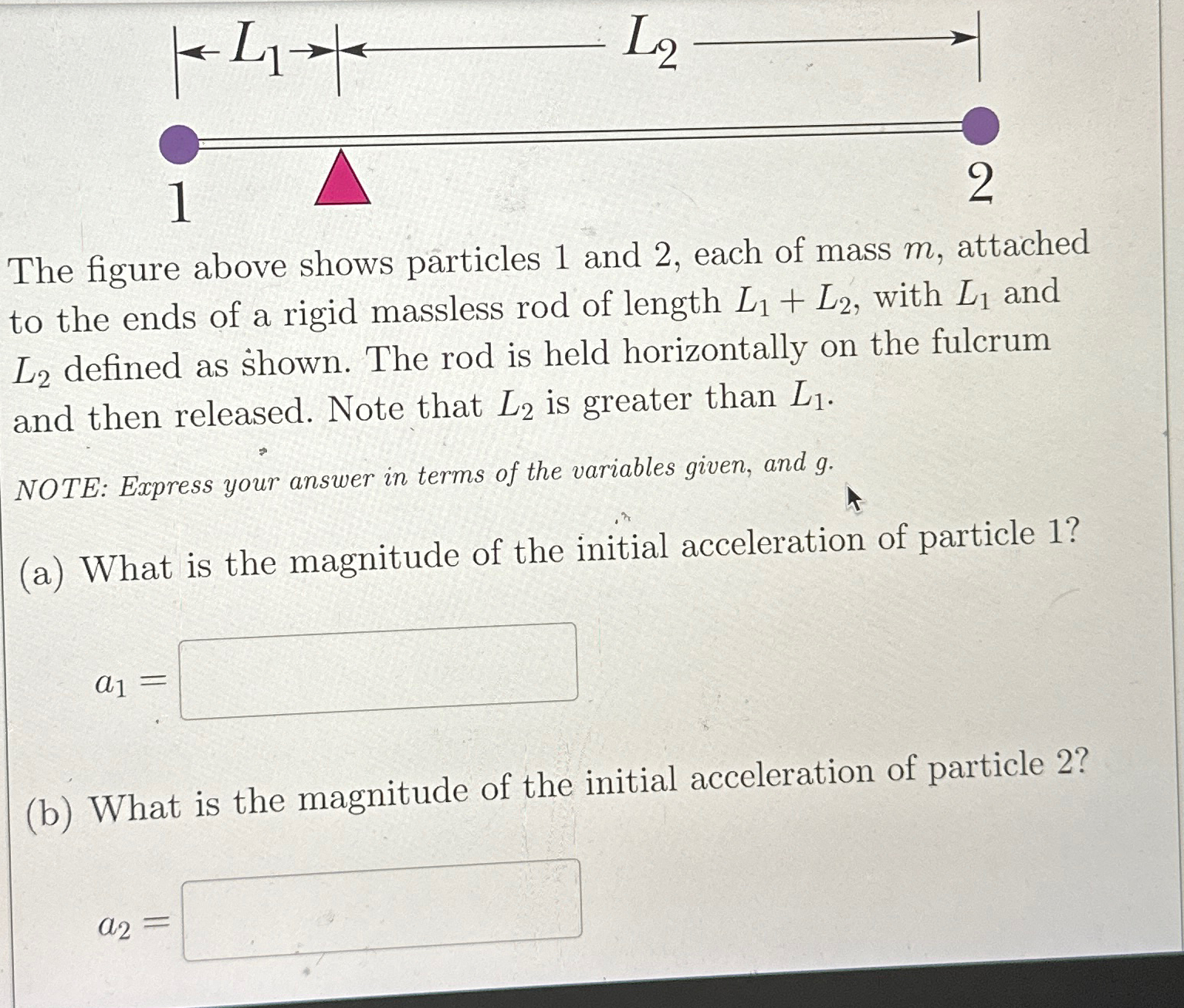 Solved The figure above shows particles 1 ﻿and 2, ﻿each of | Chegg.com