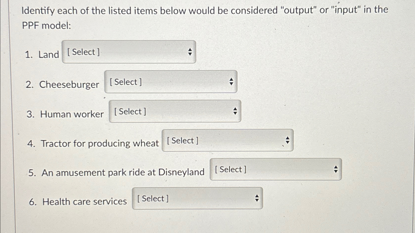 Solved Identify each of the listed items below would be | Chegg.com