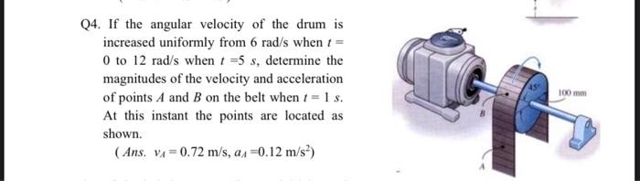 Solved Q4. If the angular velocity of the drum is increased | Chegg.com