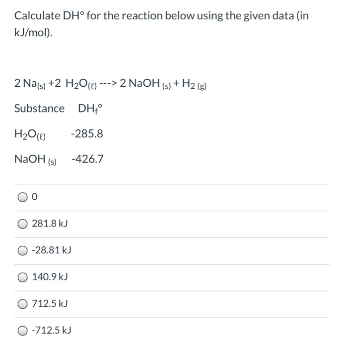 Solved Calculate DH° for the reaction below using the given | Chegg.com