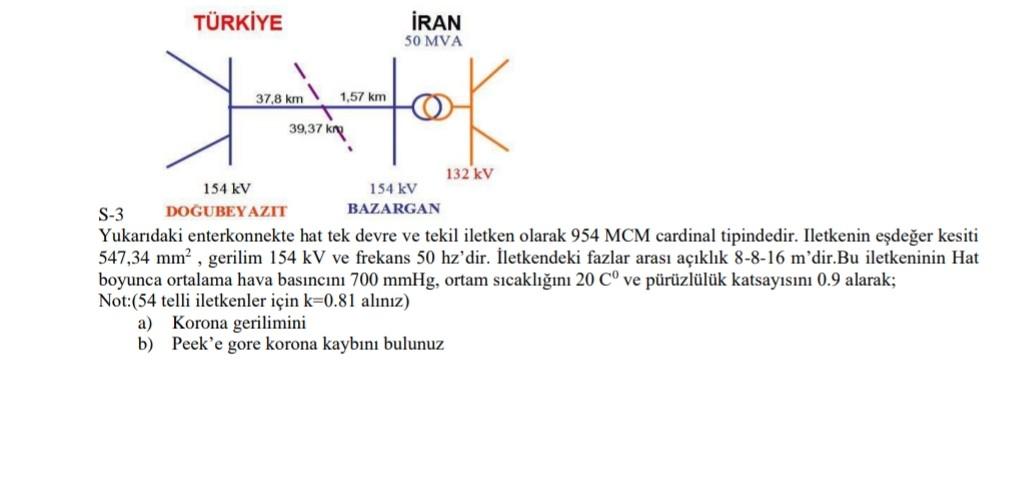 Solved The above interconnected line is 954 MCM cardinal | Chegg.com