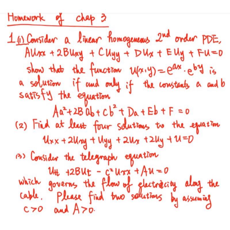 Solved Homework of chap 3.(1) ﻿Consider a linear homogenemus | Chegg.com
