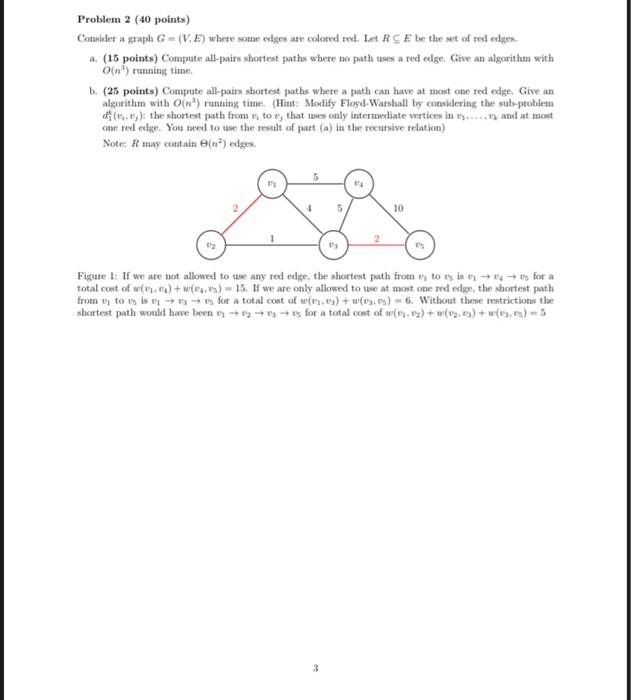 Solved Problem 2 (40 points) Cousider a graph G=(V,E) where | Chegg.com