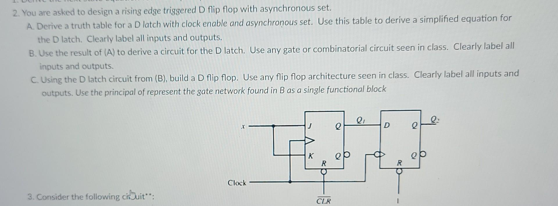 Solved 2. You are asked to design a rising edge triggered D | Chegg.com