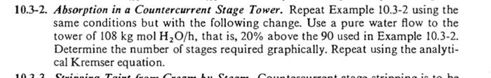 Solved 10.3-2. Absorption in a Countercurrent Stage Tower. | Chegg.com