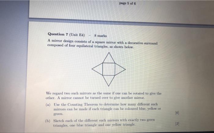 Solved A mirror design consists of a square mirror with a | Chegg.com