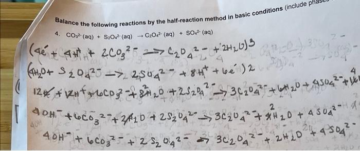 Solved Balance the following reactions by the half-reaction | Chegg.com