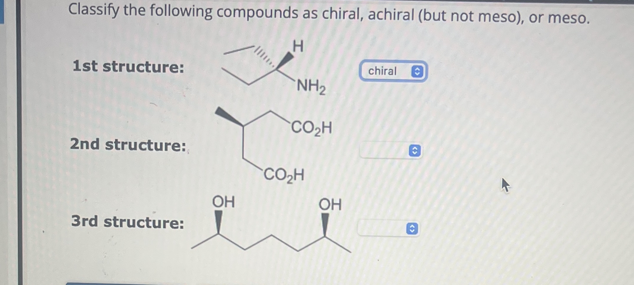 Solved Classify the following compounds as chiral, achiral | Chegg.com