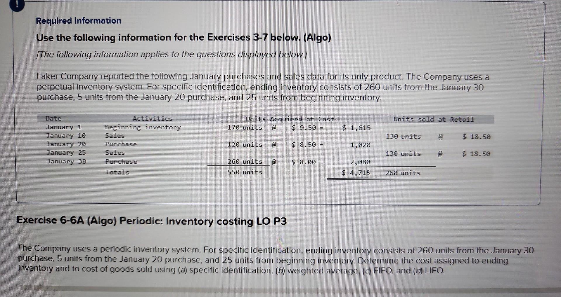 Solved Required information Use the following information | Chegg.com
