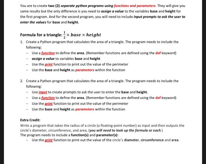 Solved You are to create two (2) separate python programs | Chegg.com