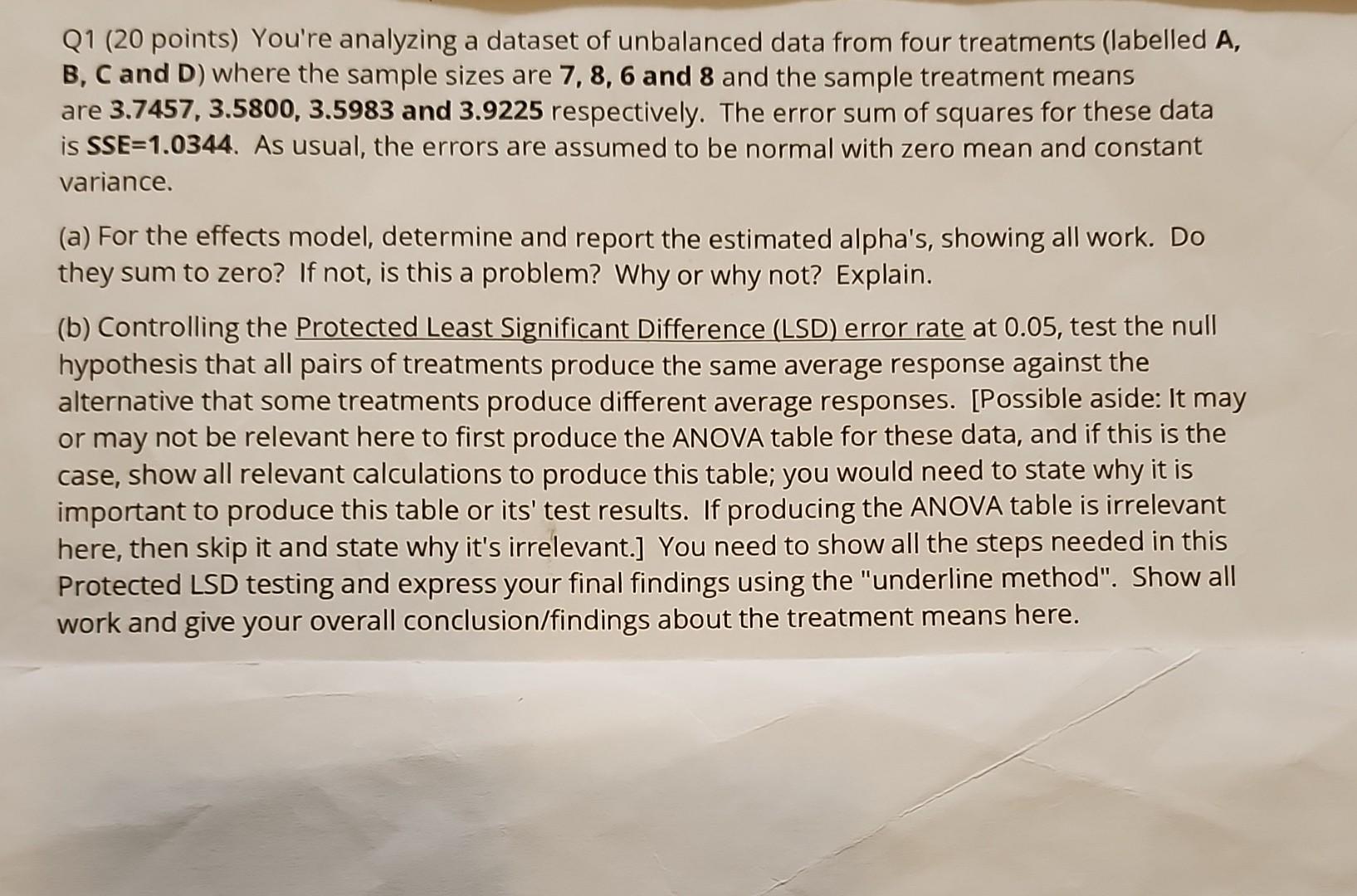 Solved Q1 (20 points) You're analyzing a dataset of | Chegg.com