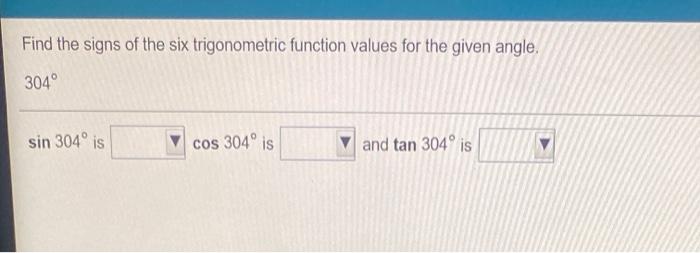 Solved Find the signs of the six trigonometric function | Chegg.com