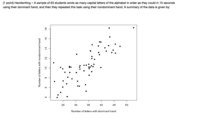 Solved (1 point) Handwriting - A sample of 63 students wrote | Chegg.com